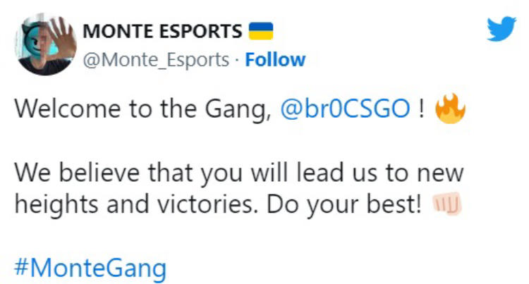 Monté Signs BR0, Shocking the Esports World. CS:GO news - eSports ...